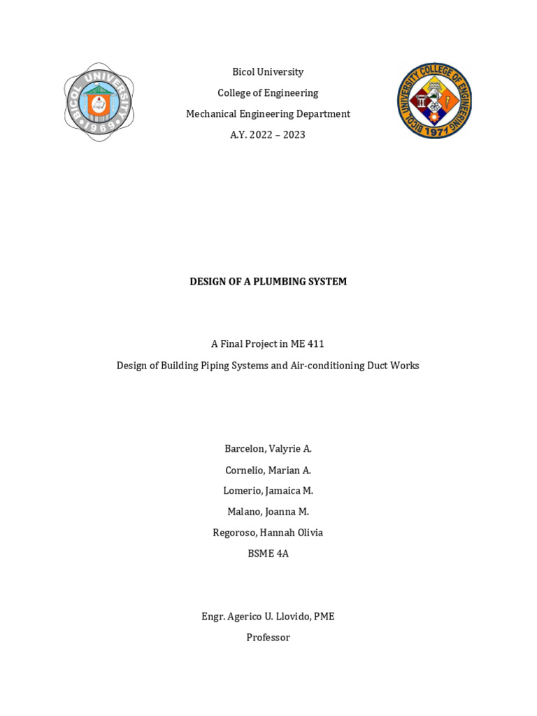 Plumbing System Design Project Report | PDF | Plumbing | Storm Drain