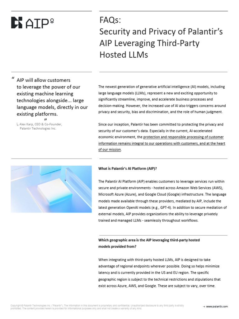 Data Compliance Palantir AIP FAQs (1) | PDF | Microsoft Azure | Cloud Computing