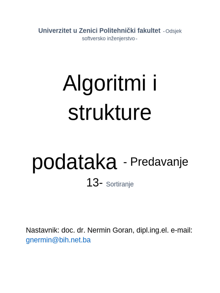 Algoritmi i strukture podataka13 | PDF