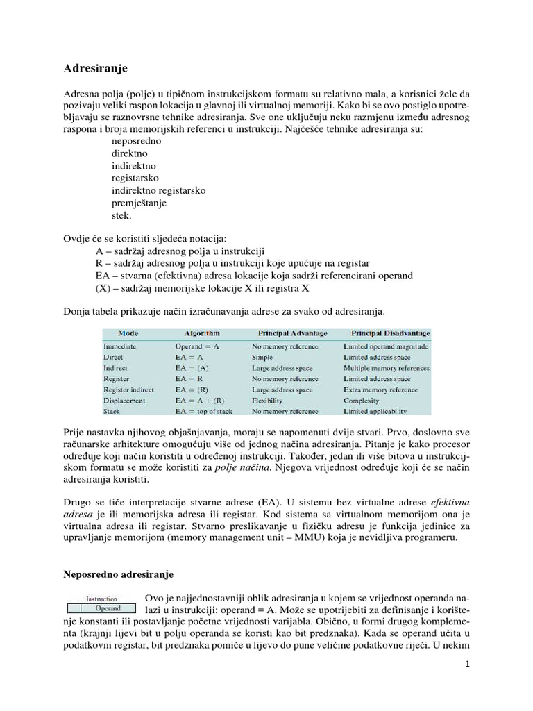 9. Adresiranje i instrukcijski format | PDF
