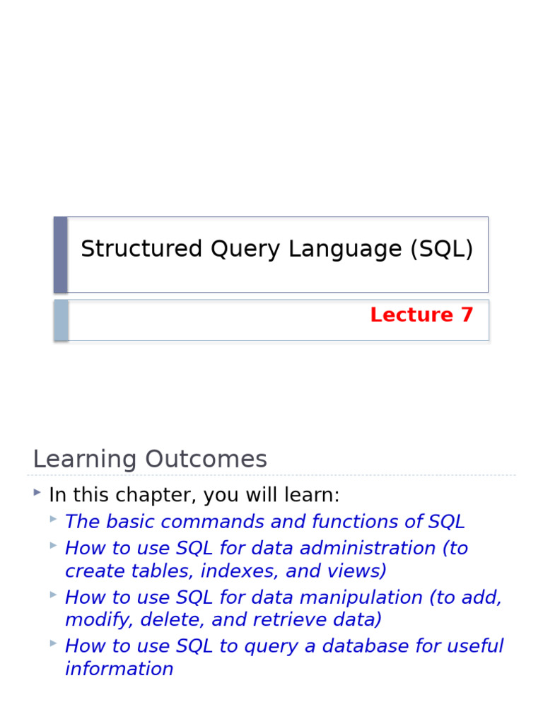 LEC07 BasicSQL Sol | PDF | Relational Database | Sql