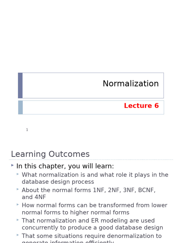 376420_LEC06_Normalization_Up | PDF | Relational Database | Information Science