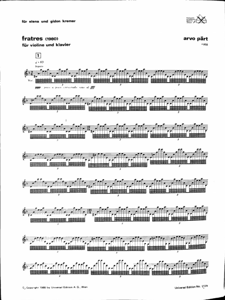 Arvo Pärt - Fratres | PDF