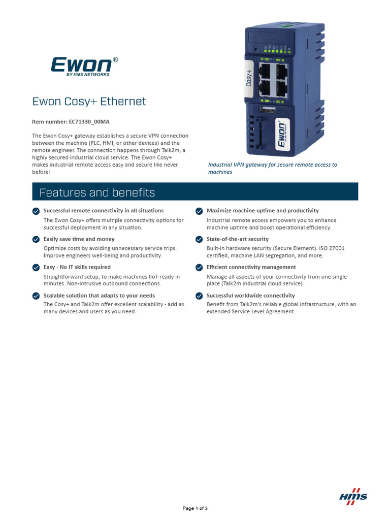 Ewon Cosy+ Industrial VPN Gateway | PDF | Ethernet | Computing