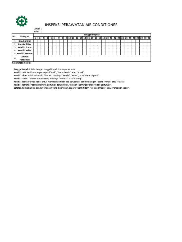 Contoh Form Inspeksi AC | PDF