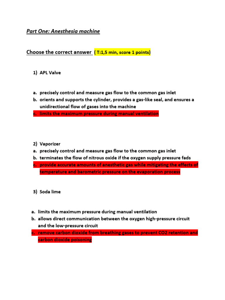 Test 1 Anesthesia | PDF