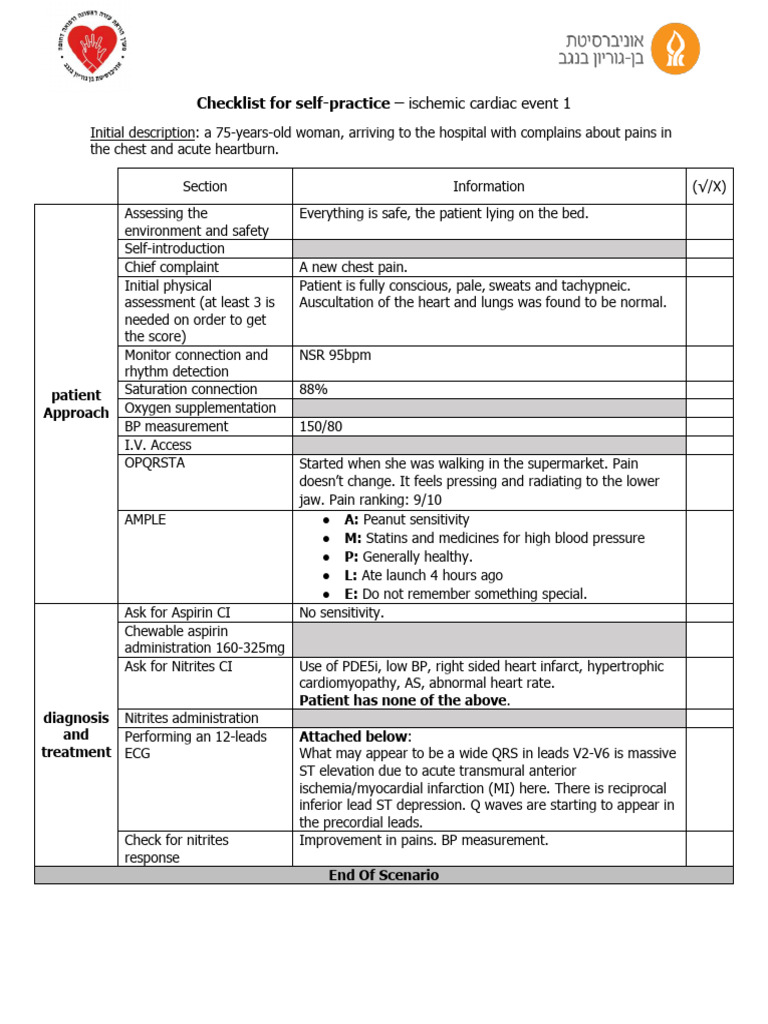 ACS 1+2 - Checklist | PDF | Heart | Myocardial Infarction