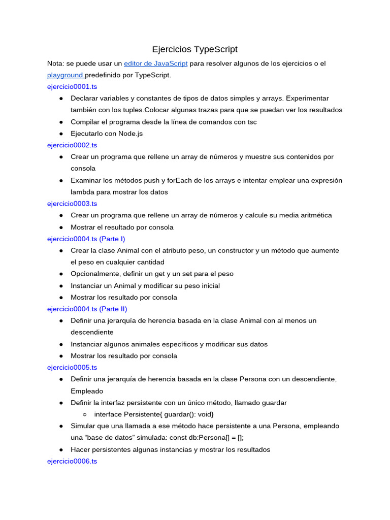 Ejercicios Type Script | PDF