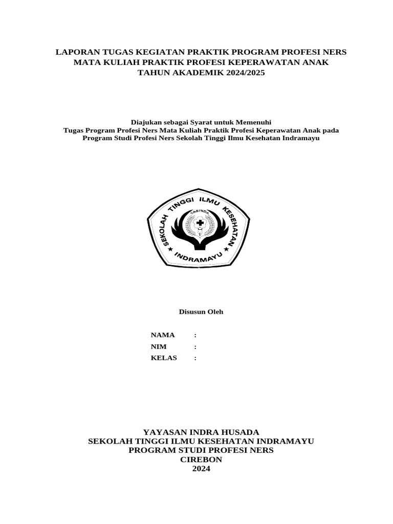 Laporan Tugas Cover Dan Susunan Isi Kep. Anak 24-25 | PDF