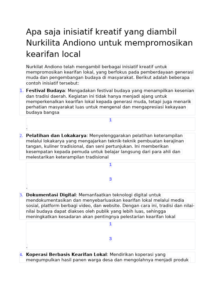 9 Apa Saja Inisiatif Kreatif Yang Diambil Nurkilita Andiono Untuk ...