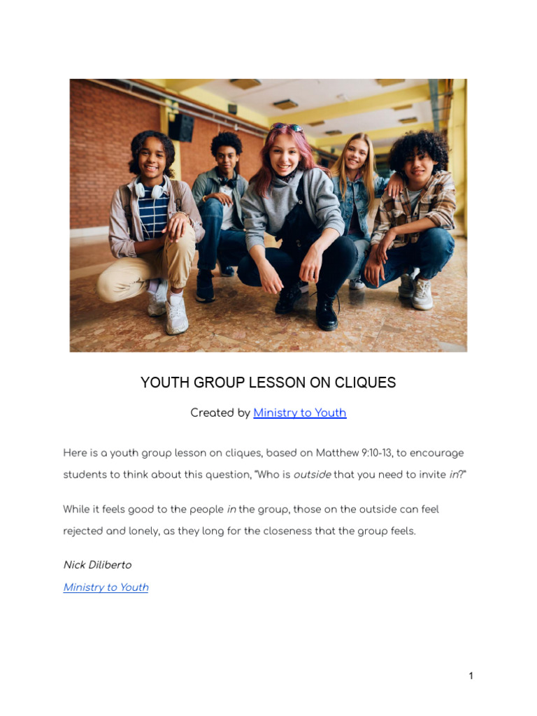 Youth Lesson: Inclusivity Over Cliques | PDF