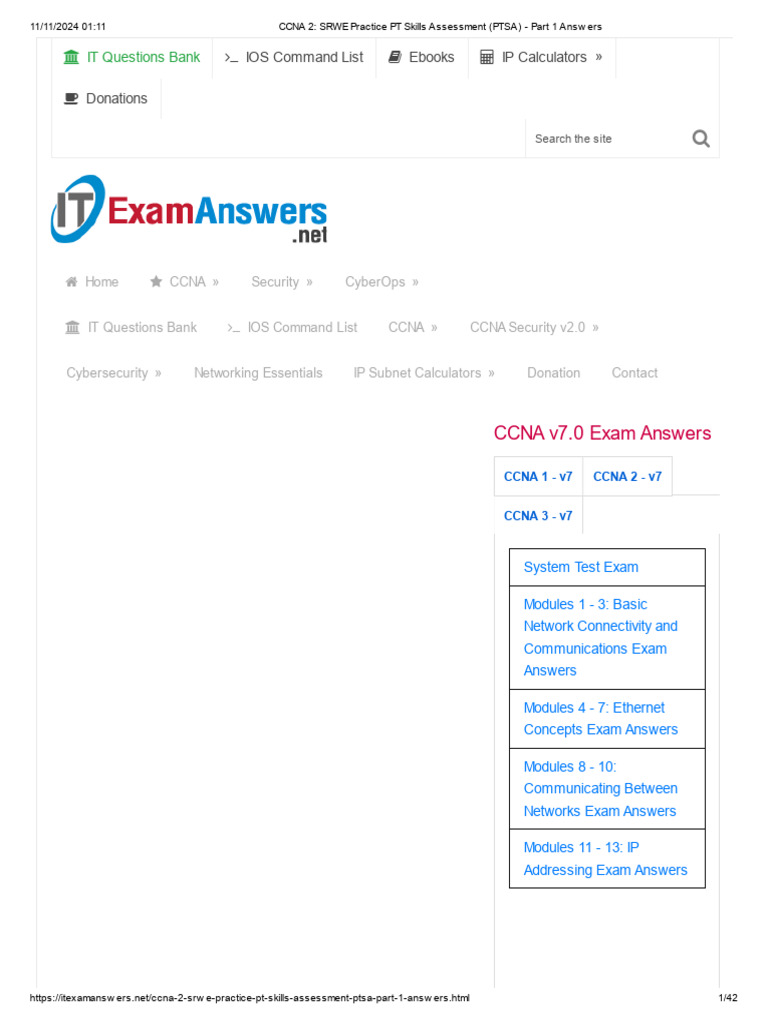 CCNA 2_ SRWE Practice PT Skills Assessment (PTSA) - Part 1 Answers ... CCNA 2_ SRWE Practice PT Skills Assessment (PTSA) - Part 1 Answers ...