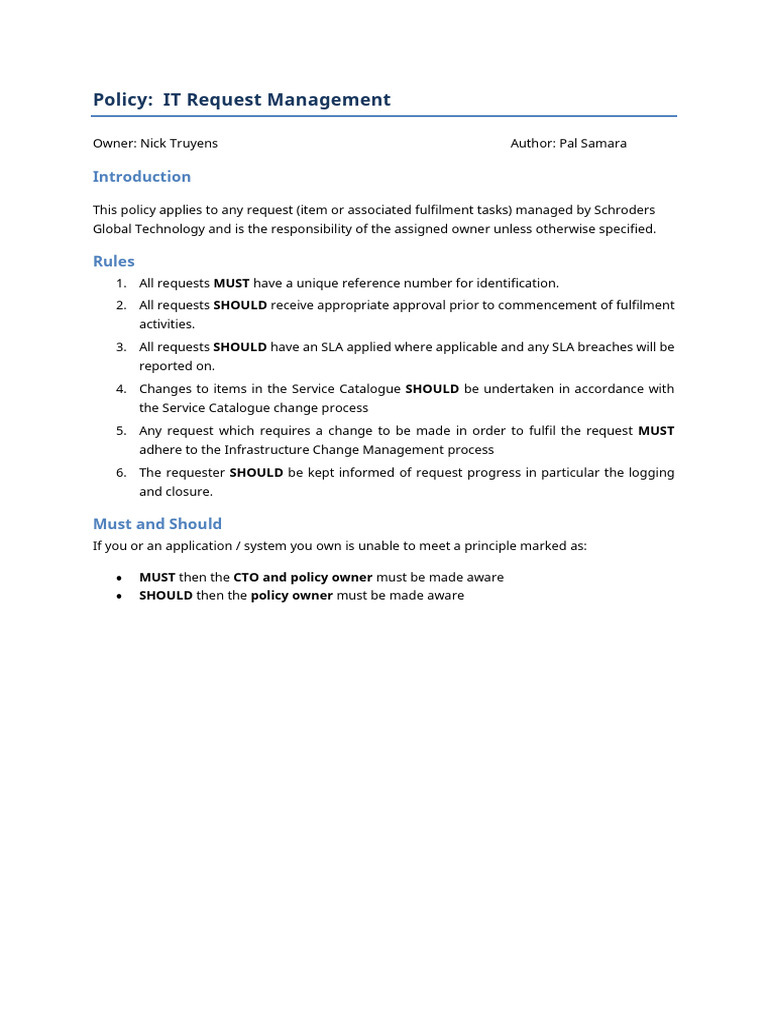 Request Management Policy 2022 | PDF