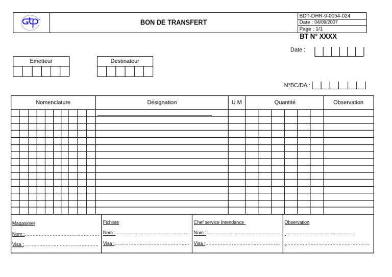024 - Bon de Transfert | PDF