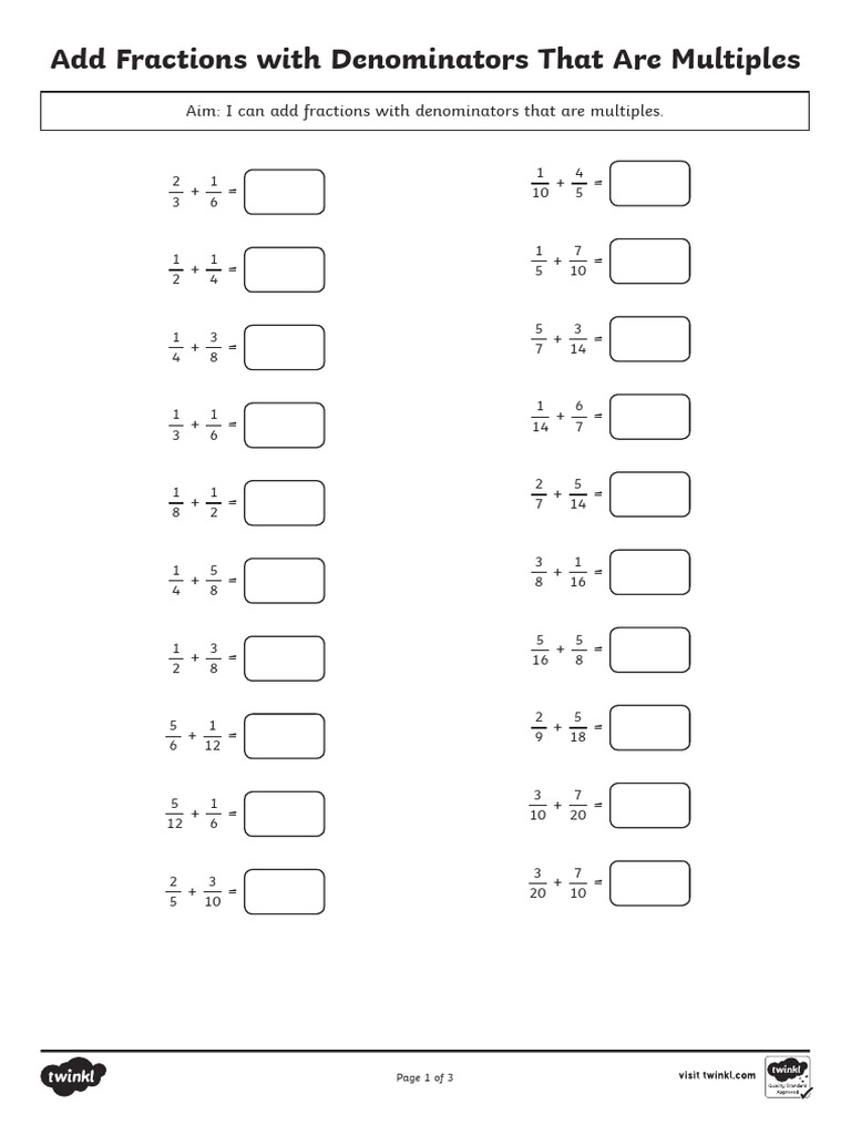 Add Fractions with Multiple Denominators | PDF | Mathematical Objects ...