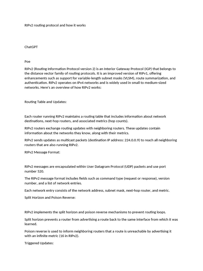 Ripv2 Routing Protocol And How It Works Pdf Network Congestion Routing
