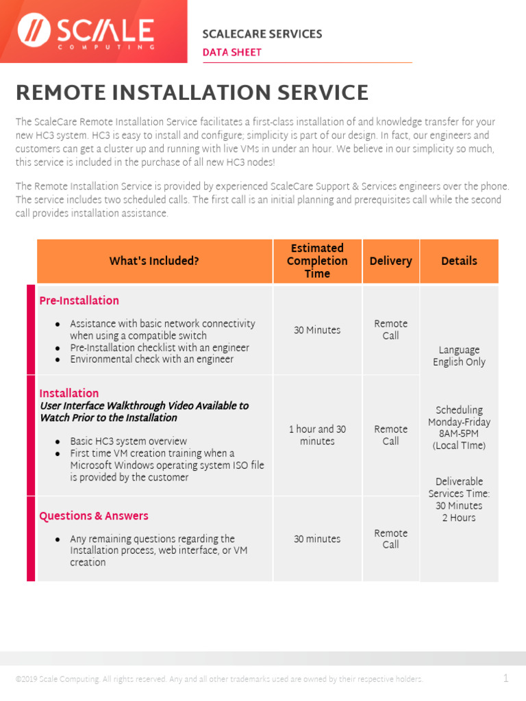 DATA SHEET - Remote Installation Service | PDF | Computer Cluster ...