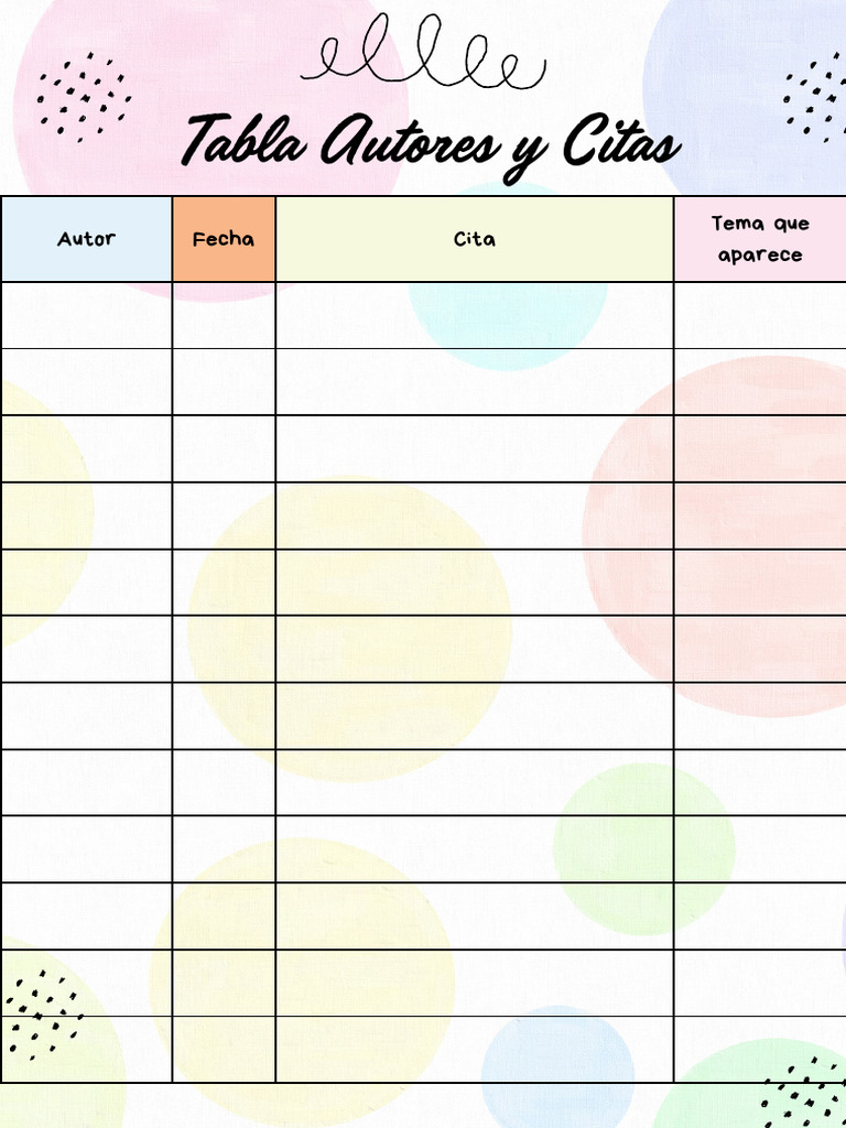 Tabla Autores y Citas | PDF
