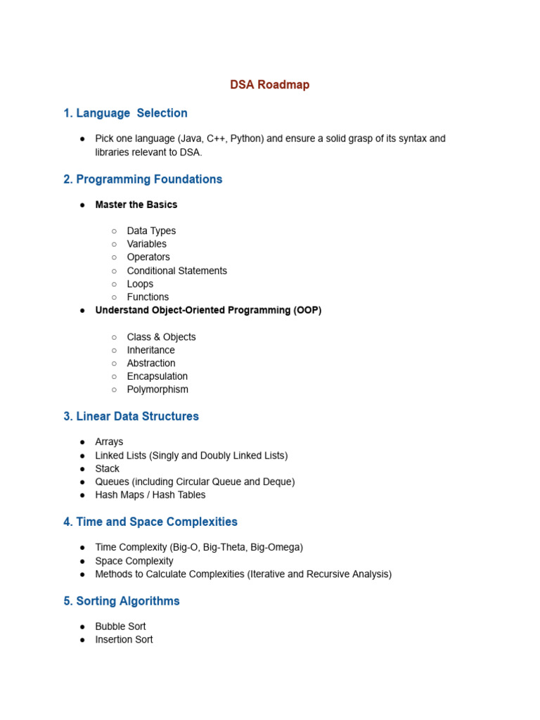 Dsa And System Design Roadmap Pdf Algorithms And Data Structures Software Engineering 1139