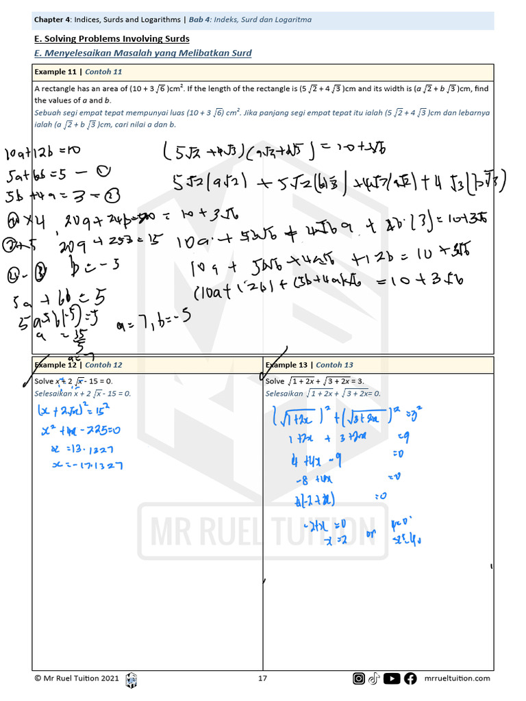 Indices, Surds and Logarithms 4 - Indeks, Surd Dan Logarit | PDF