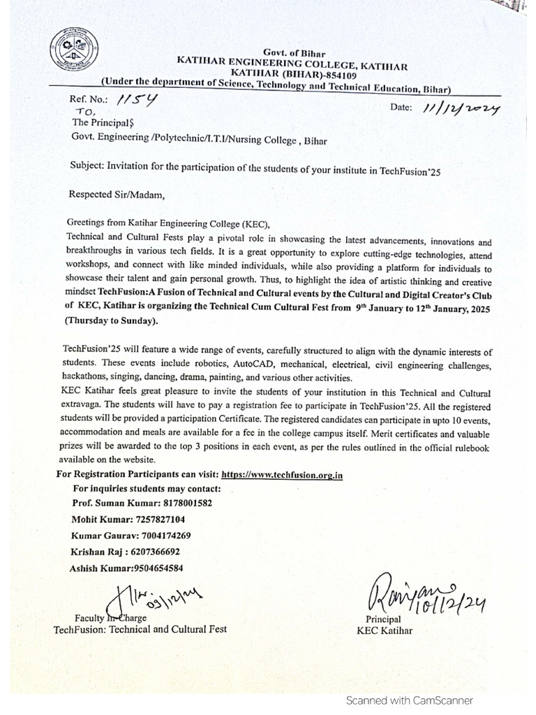 TechFusion'25: KEC Katihar Fest | PDF