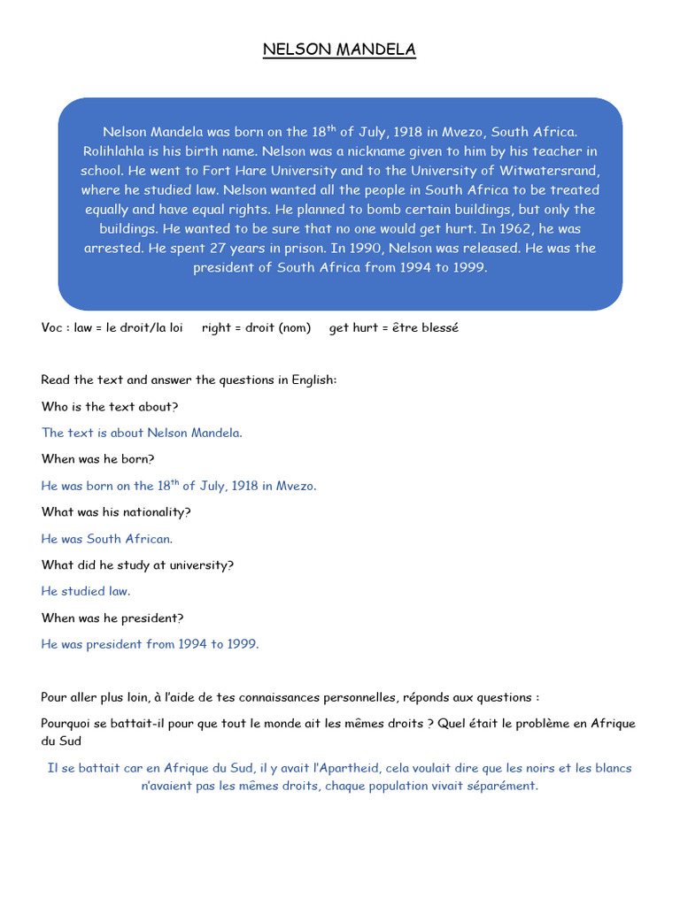 Nelson Mandela: A Fight for Equality | PDF