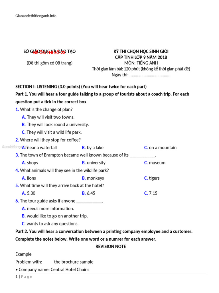 ĐỀ SỐ 23-HSG ANH 9 | PDF | Libraries | Telephone