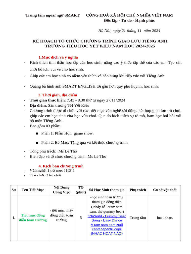 English Event Planning (24-25) | PDF