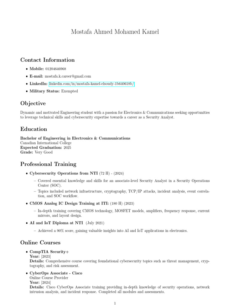 Mostafa Ahmed Mohamed Kamel | PDF | Computer Security | Security