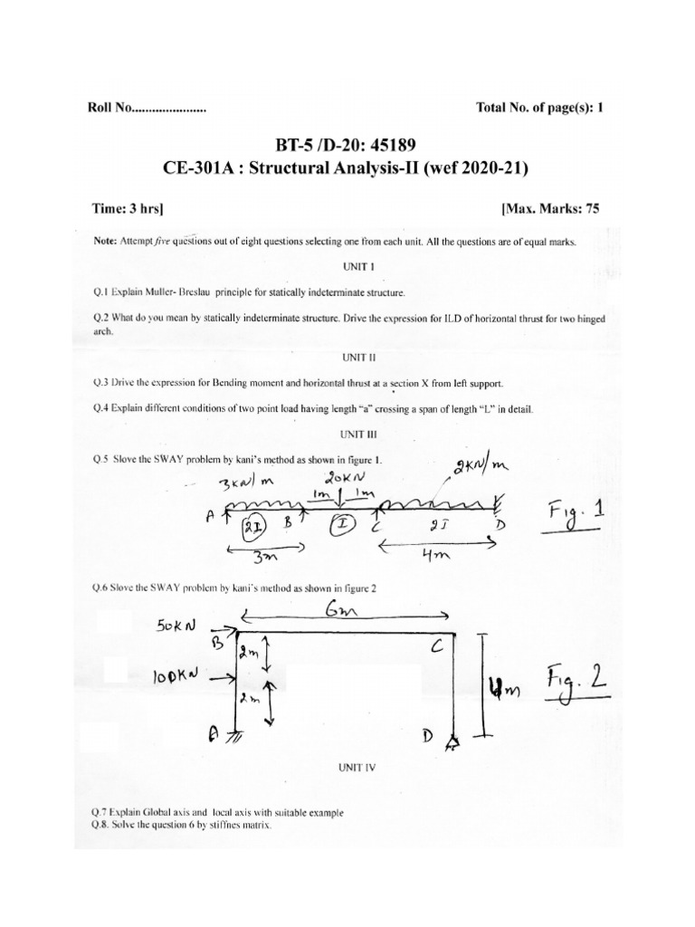 Structural Analysis-Ii (20-21) | PDF