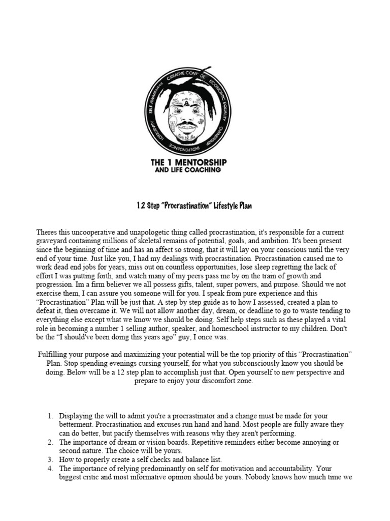 12 Step Procrastination Plan by Derrick Grace II | PDF ...