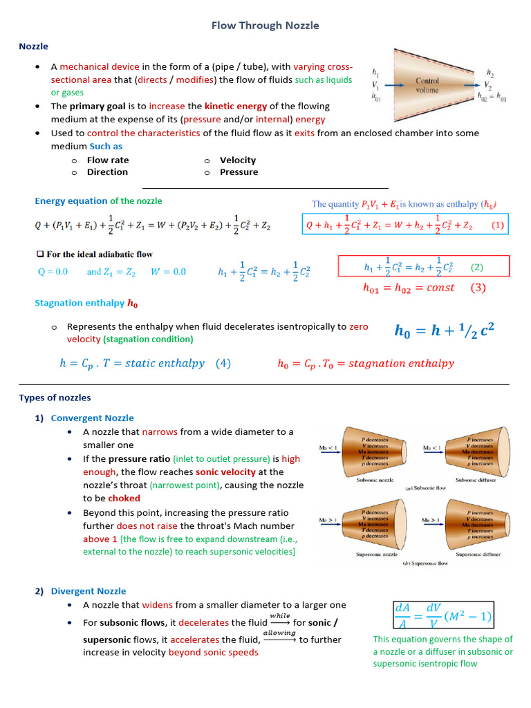 Nozzle Flow Dynamics and Types | PDF | Nozzle | Mach Number