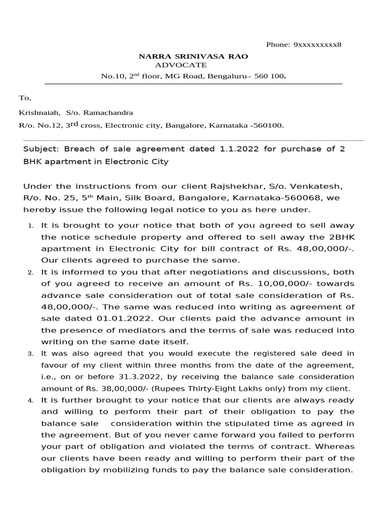 Notice draft | PDF | Consideration | Law Of Obligations
