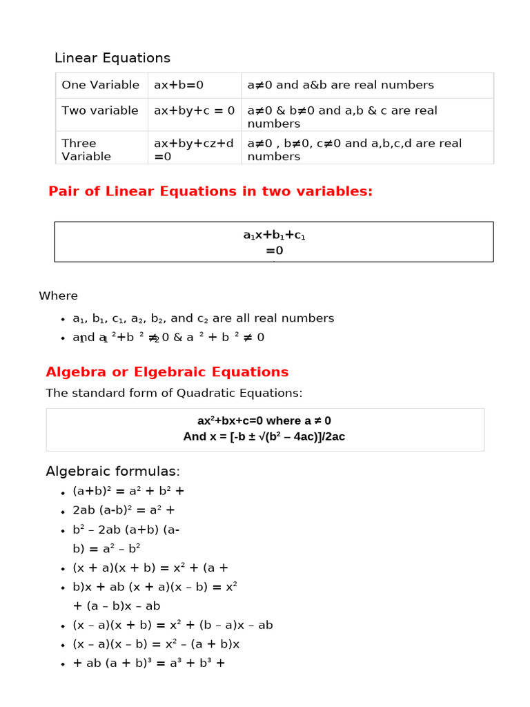 Class 10 Maths Formulas Overview | PDF | Trigonometry | Trigonometric ...