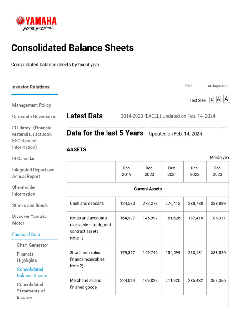 Yamaha Motor Balance Sheet | PDF | Equity (Finance) | Balance Sheet