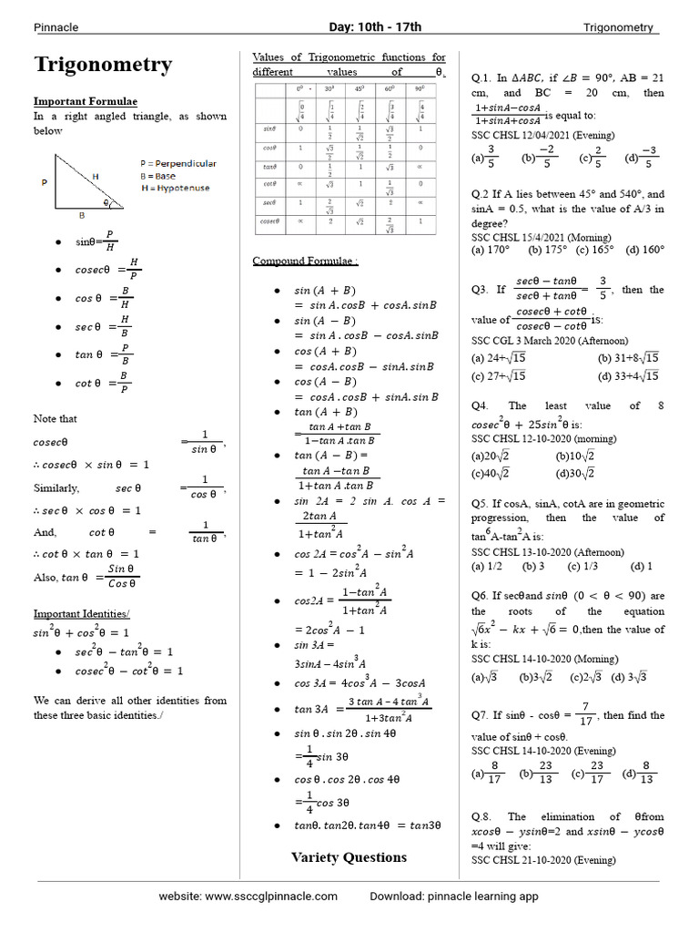 Trigonomerty Questions | PDF | Trigonometry | Mathematics