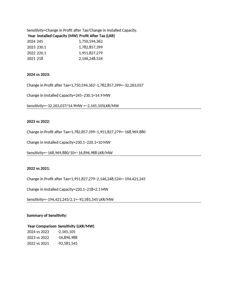 Sensitivity Analysis | PDF | Profit (Economics) | Investing