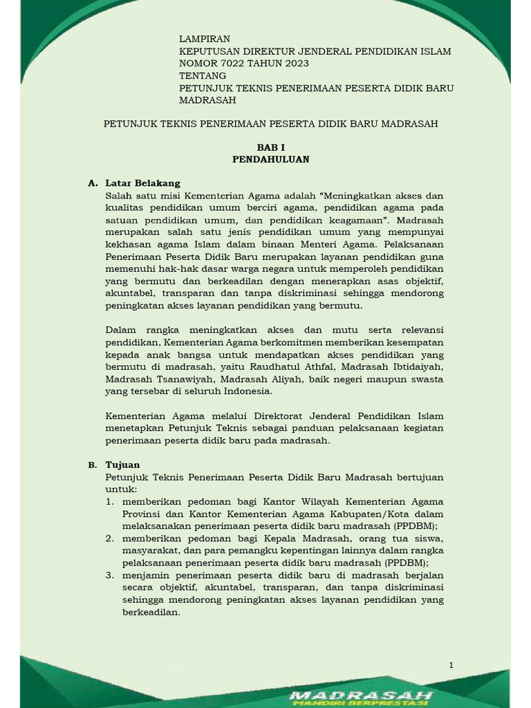 Lampiran Dirjen Pendis | PDF