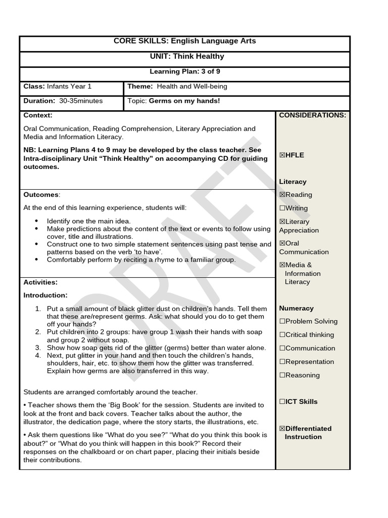 3 Germs on My Hands | PDF | Communication | Literacy