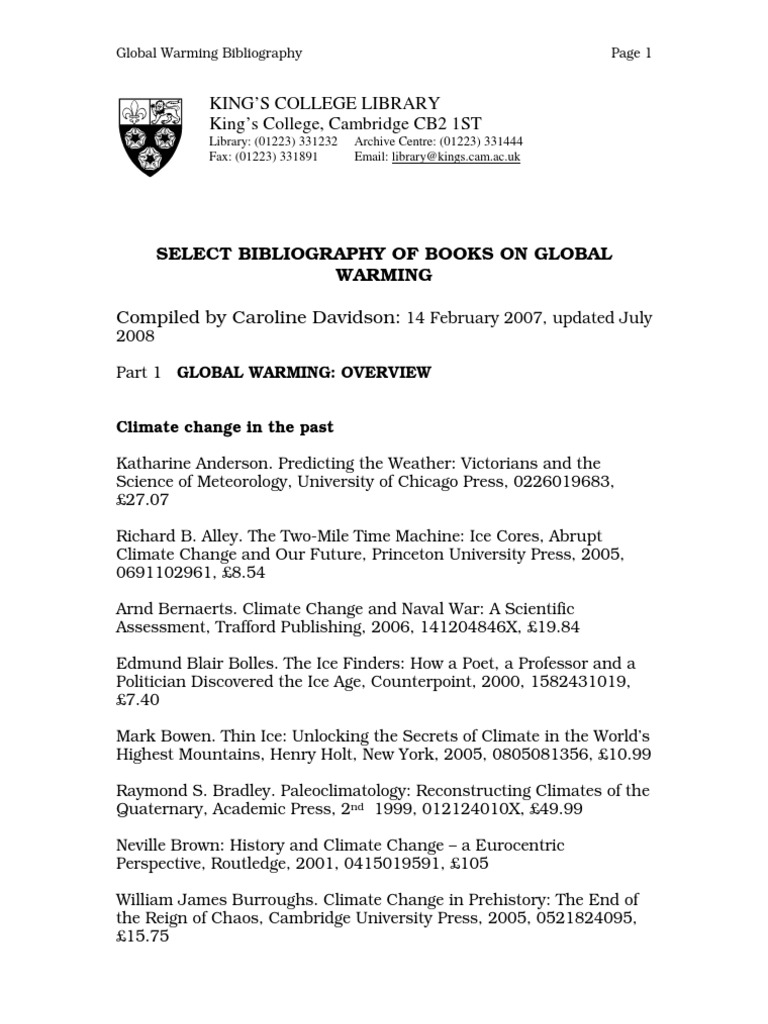 Global Warming Bibliography Compilation | PDF | Intergovernmental Panel ...