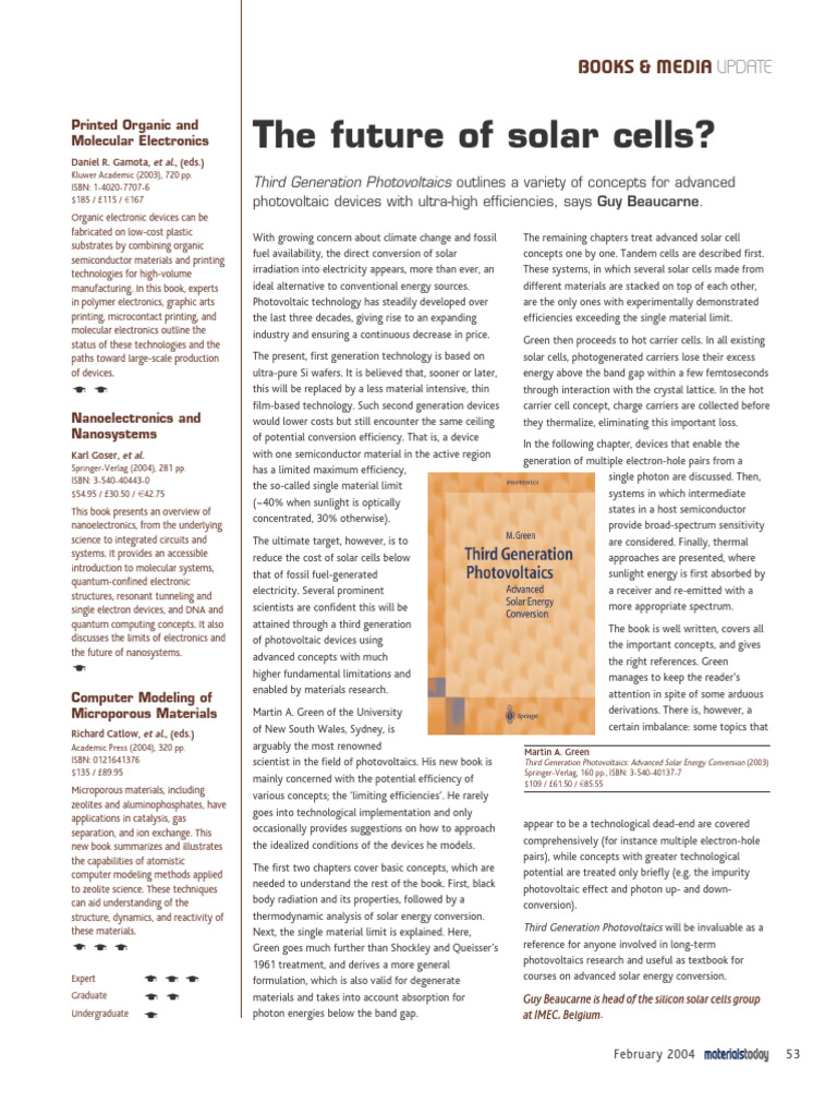 The Future of Solar Cells | PDF | Solar Cell | Photovoltaics