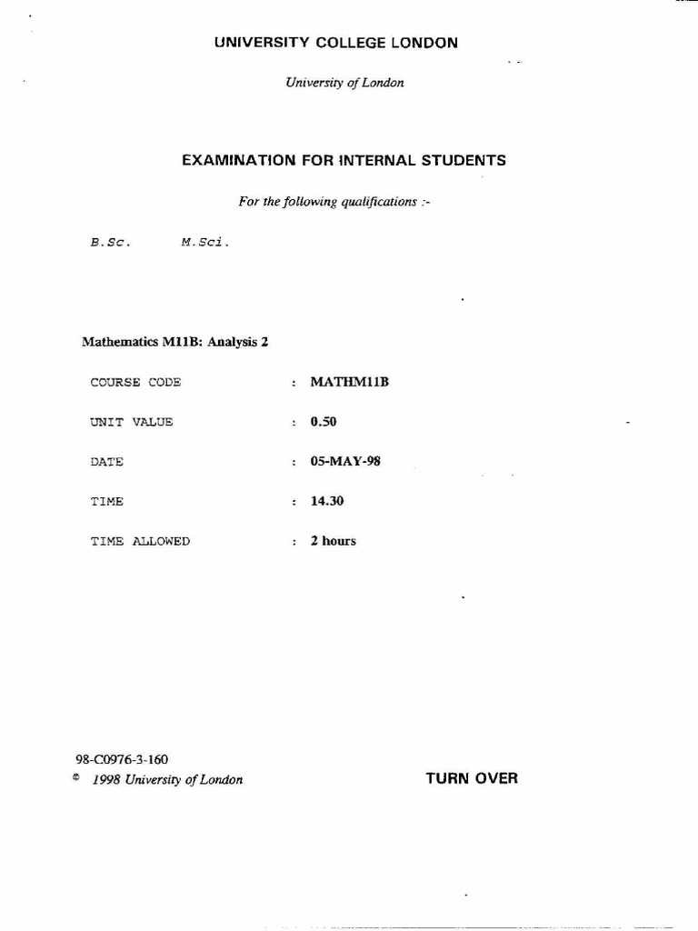 1998_May.pdf | PDF | Complex Analysis | Mathematical Relations