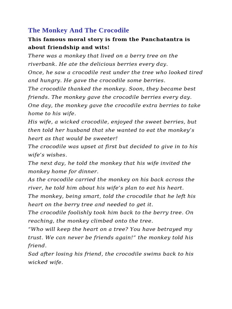 The Monkey and The Crocodile | PDF