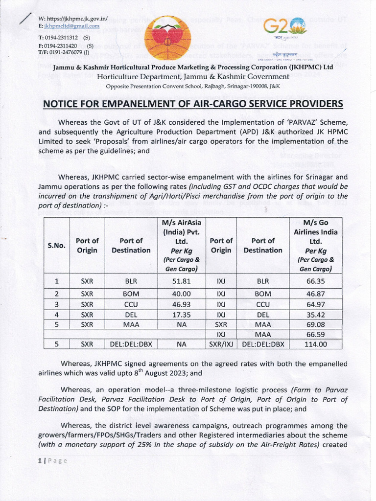 Notice For Empanelment of Air Cargo Service Provides A1a531c679 | PDF