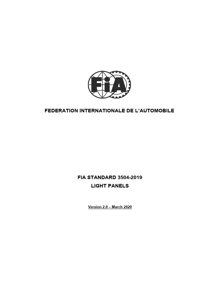 Fia Standard 3504-2019 Light Panels en v2 | PDF | Electrical Engineering