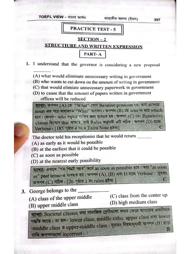 Cliffs TOEFL (Practice Test 5+6) | PDF