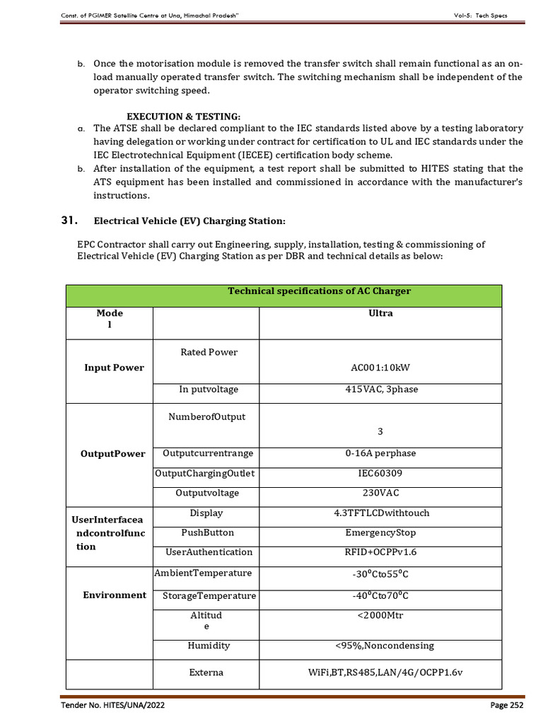 Specification EV Charging | PDF | Manufactured Goods | Electric Power