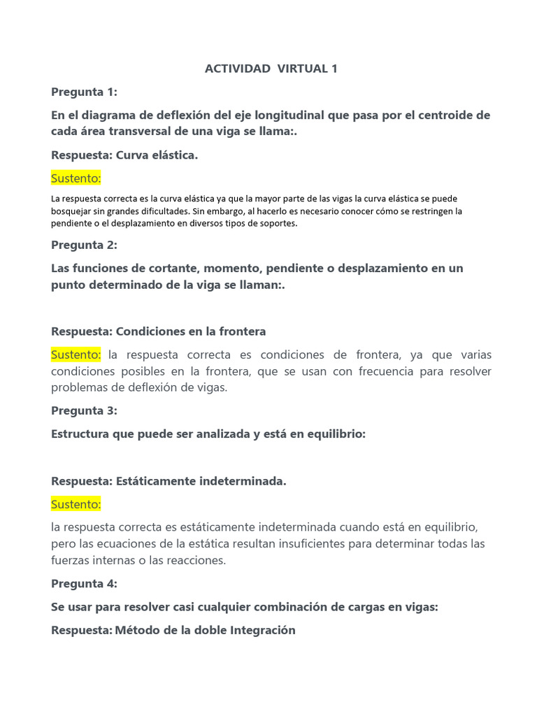 Actividad Virtual 1 | PDF | Viga (Estructura) | Elasticidad (Física)