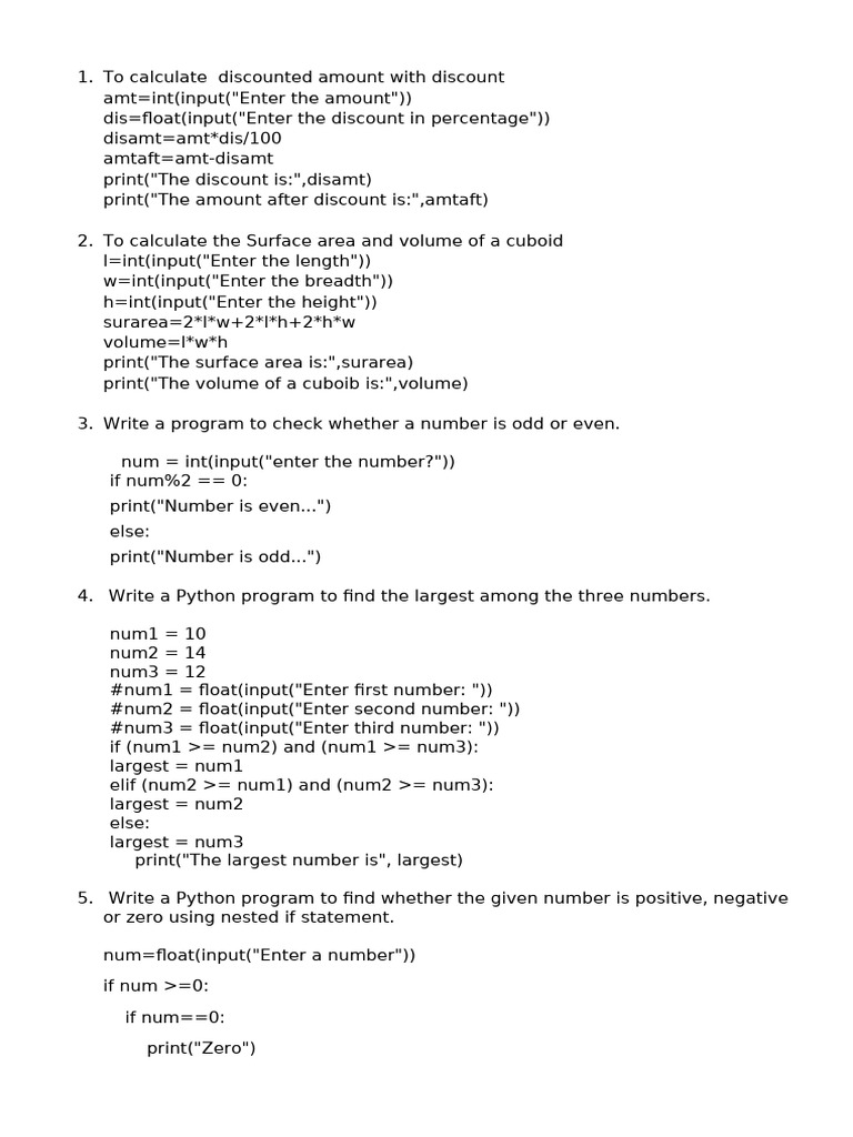 Python Programs Term I - GR 10 | PDF