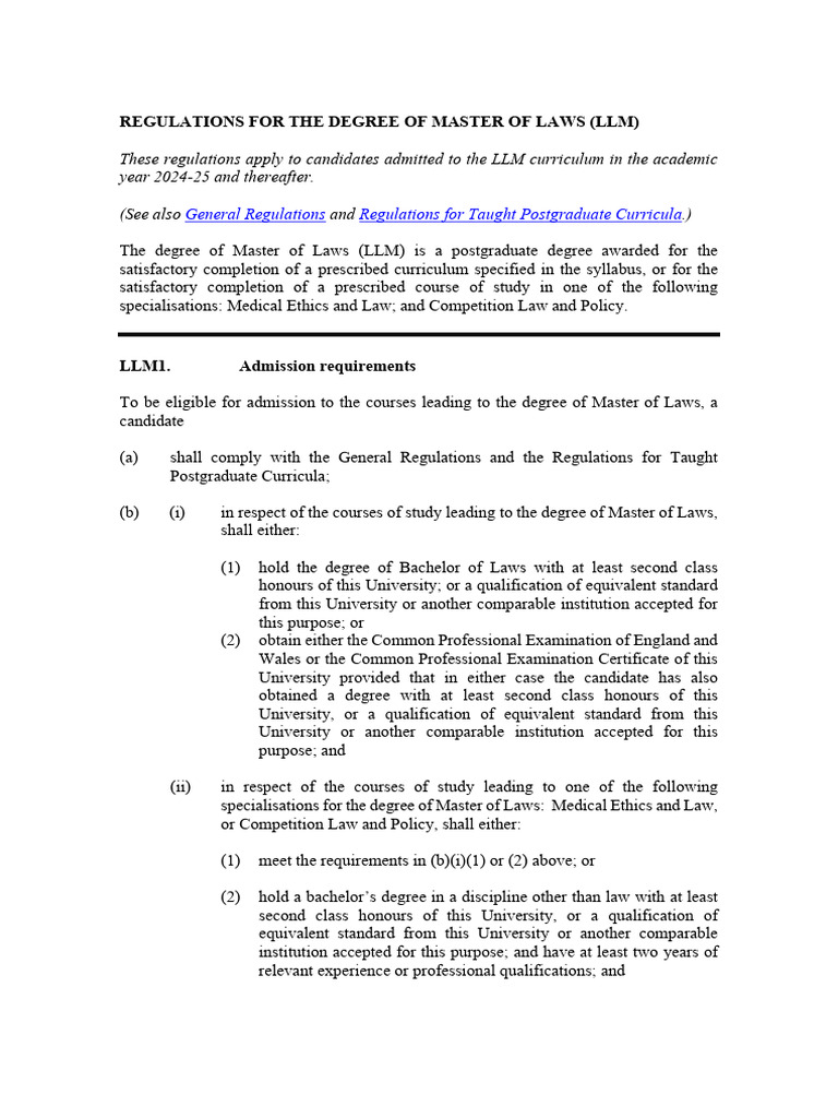 LLM Reg Syll 2024-25 | PDF | Academic Degree | Master's Degree